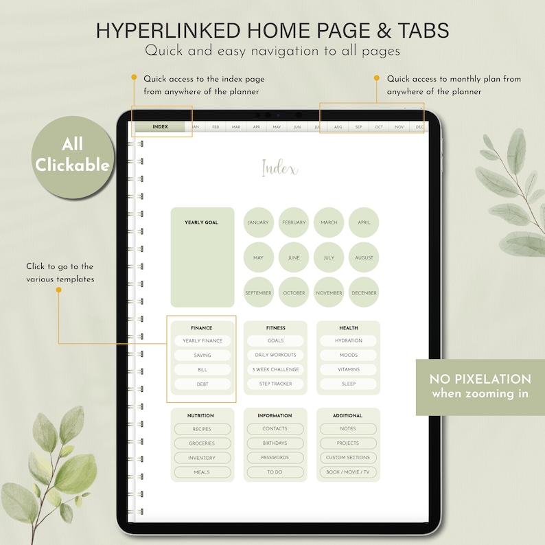 Undated PORTRAIT Digital Planner, Goodnotes Planner, Notability Planner ...