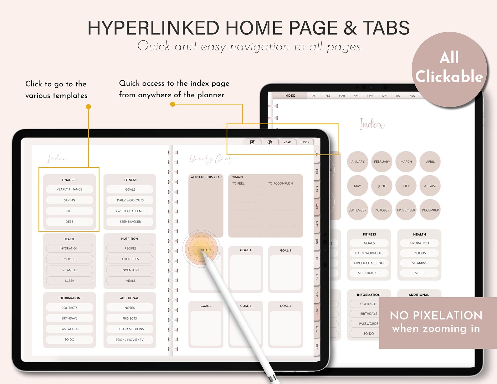 Undated Digital Planner Binder Goodnotes Planner Notability - Etsy