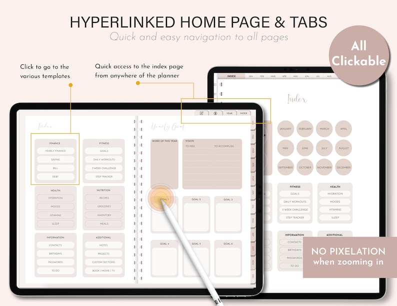 Undated Digital Planner Binder Goodnotes Planner Notability - Etsy