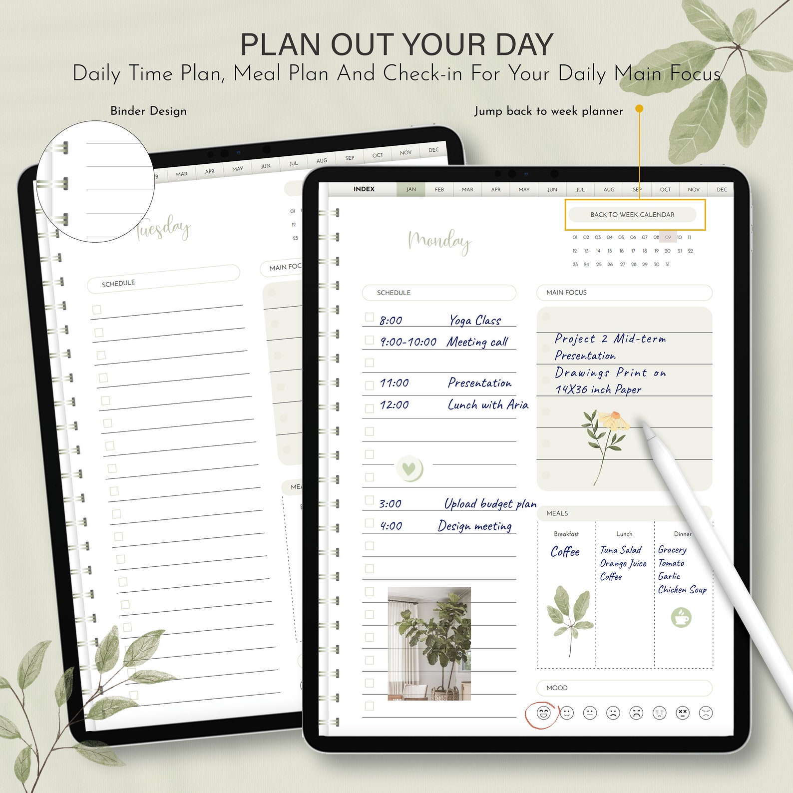 Undated PORTRAIT Digital Planner Goodnotes Planner - Etsy