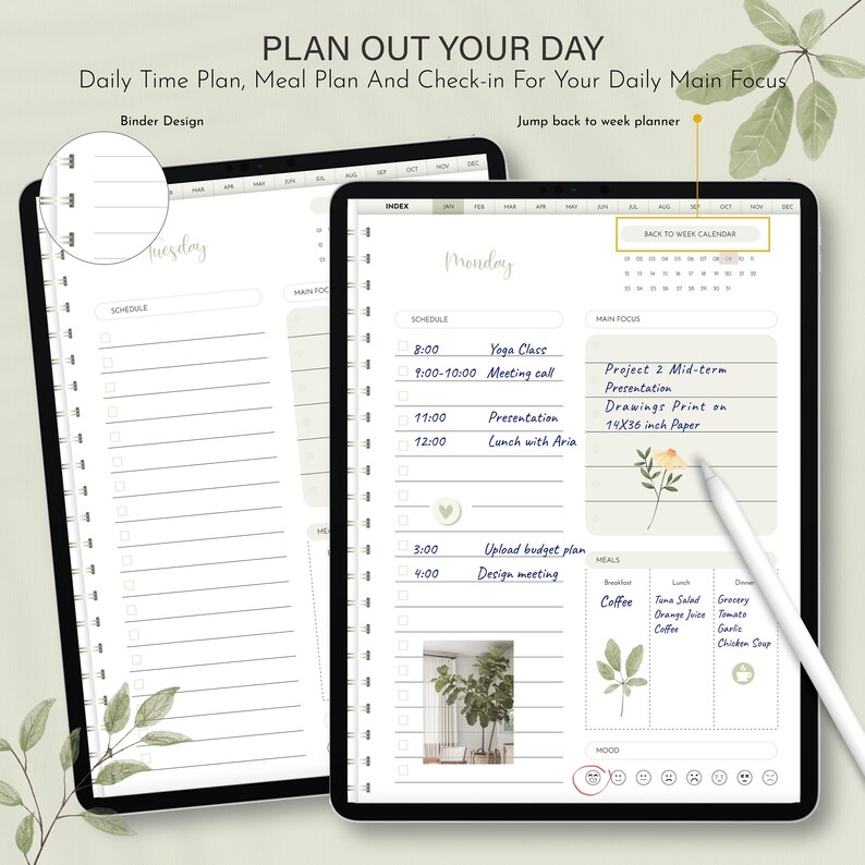 Undated PORTRAIT Digital Planner Goodnotes Planner - Etsy