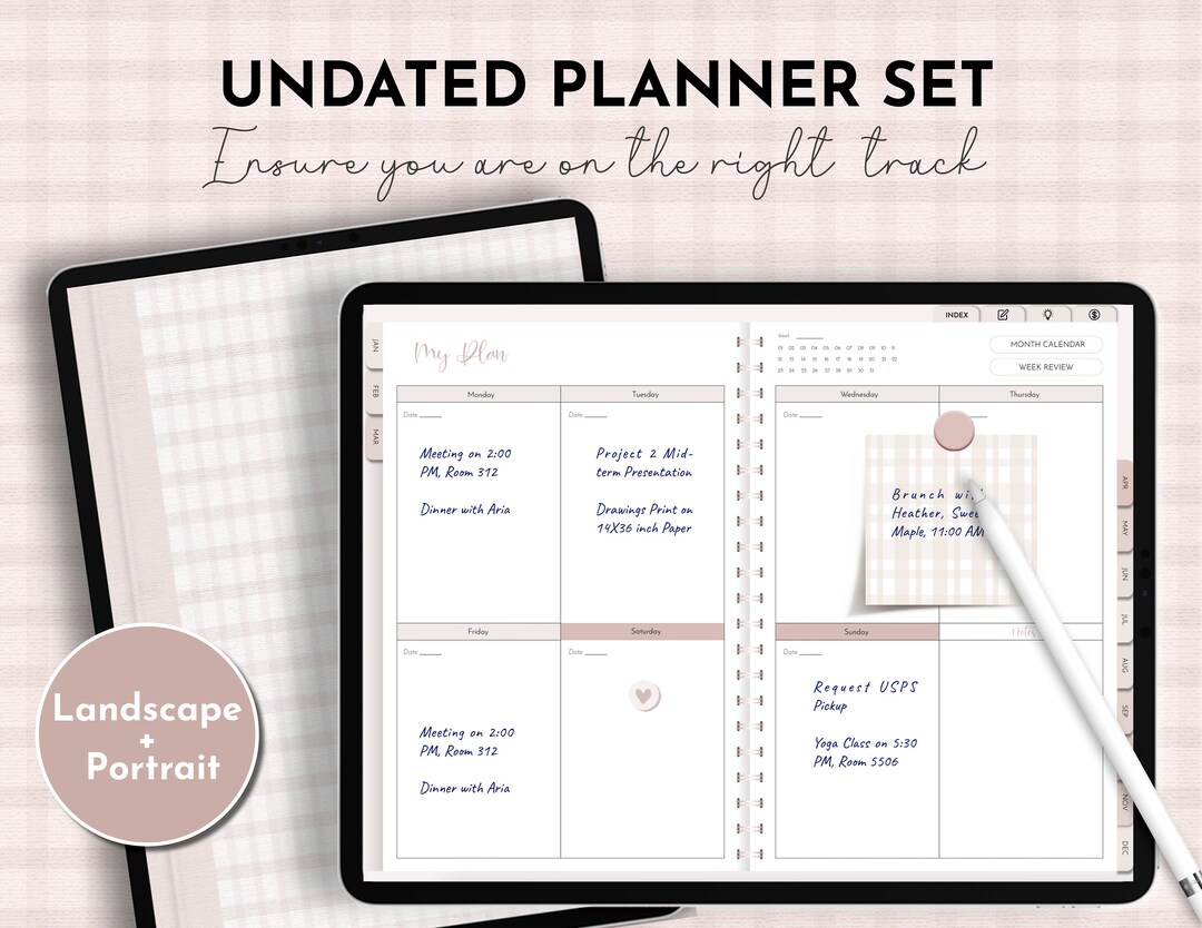 Undated Digital Planner Binder, Goodnotes Planner, Notability Planner ...