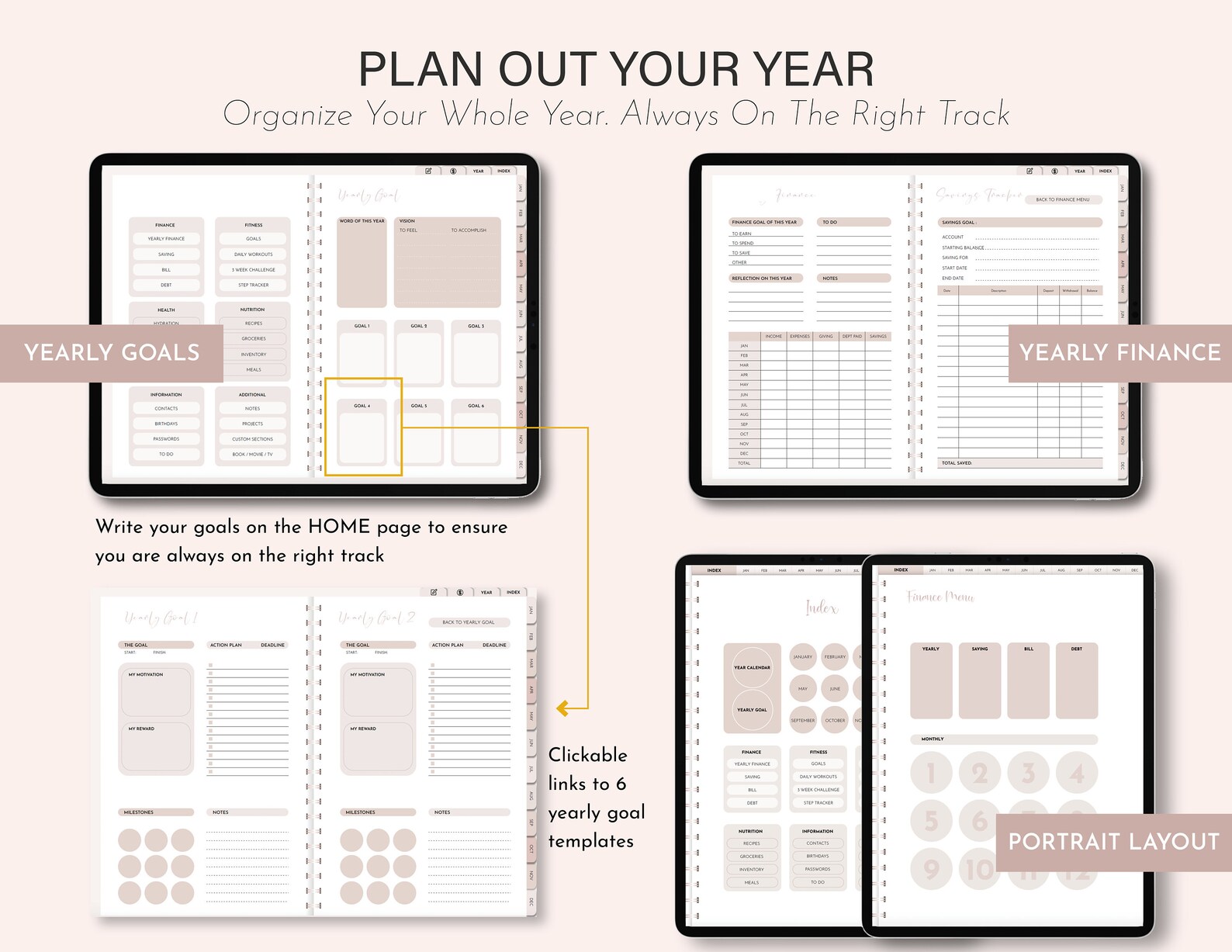 Undated Digital Planner Binder Goodnotes Planner Notability - Etsy