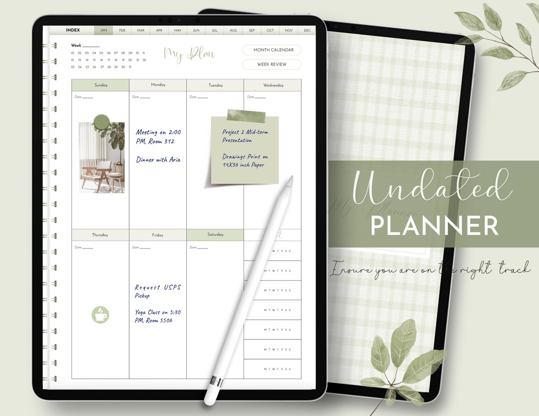 Undated PORTRAIT Digital Planner, Goodnotes Planner, Notability Planner ...