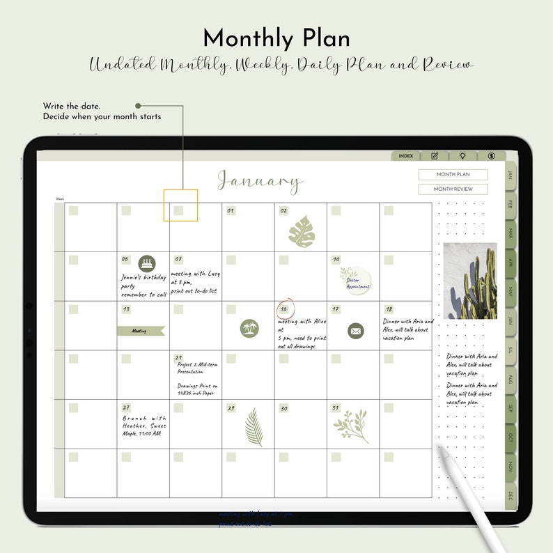 Undated Modern Digital Planner, Goodnotes Planner, Notability Planner ...