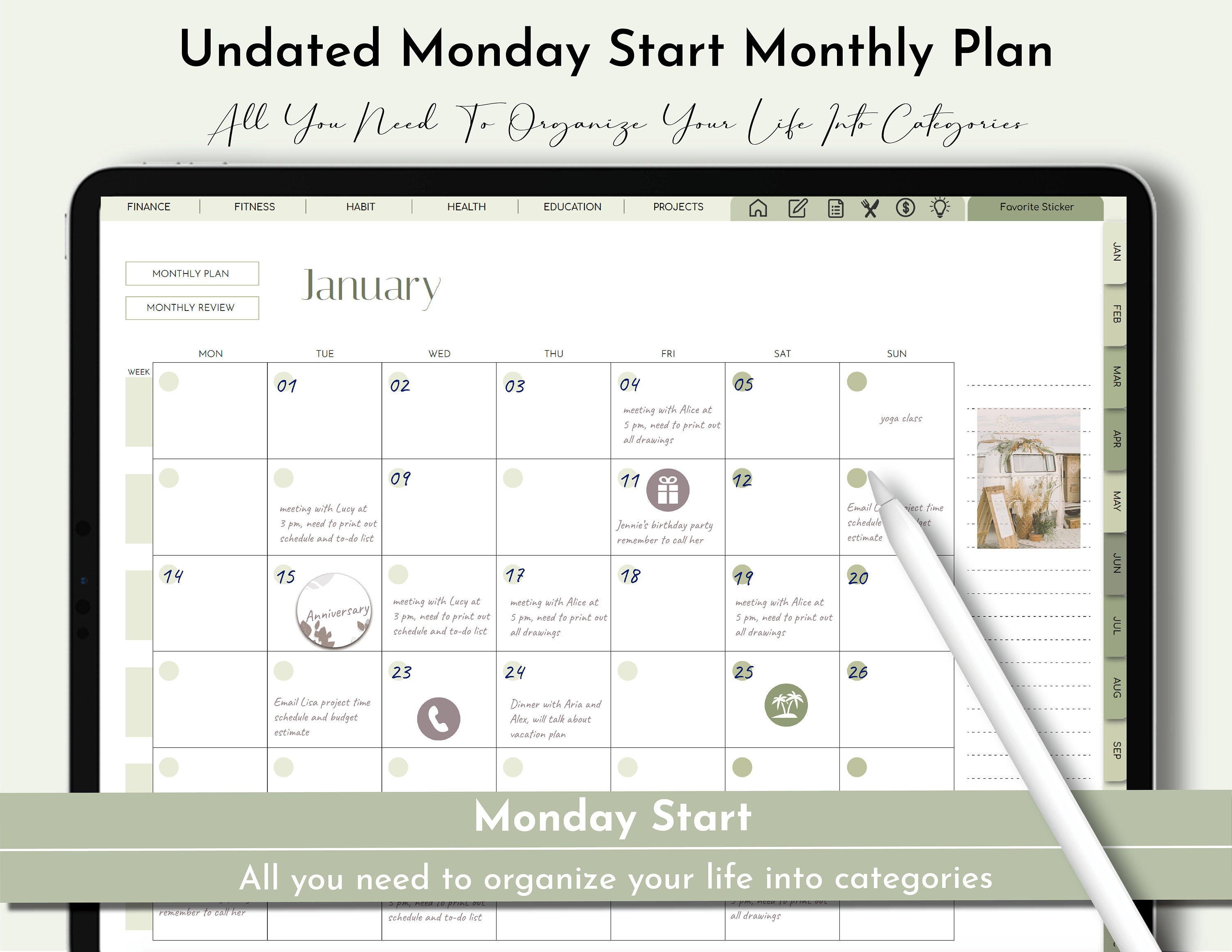 Undated Student Goodnotes Planner Any Year Digital Planner | Etsy