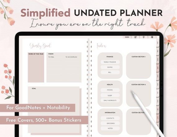 Undated Any Year Digital Planner Goodnotes Notability - Etsy