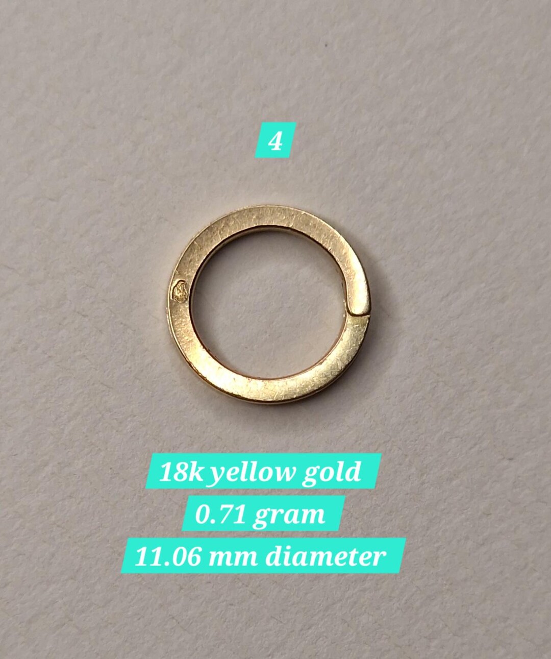 Victorian French 18k Solid Yellow Gold Split Ring 11.06 Mm Diameter N4 ...