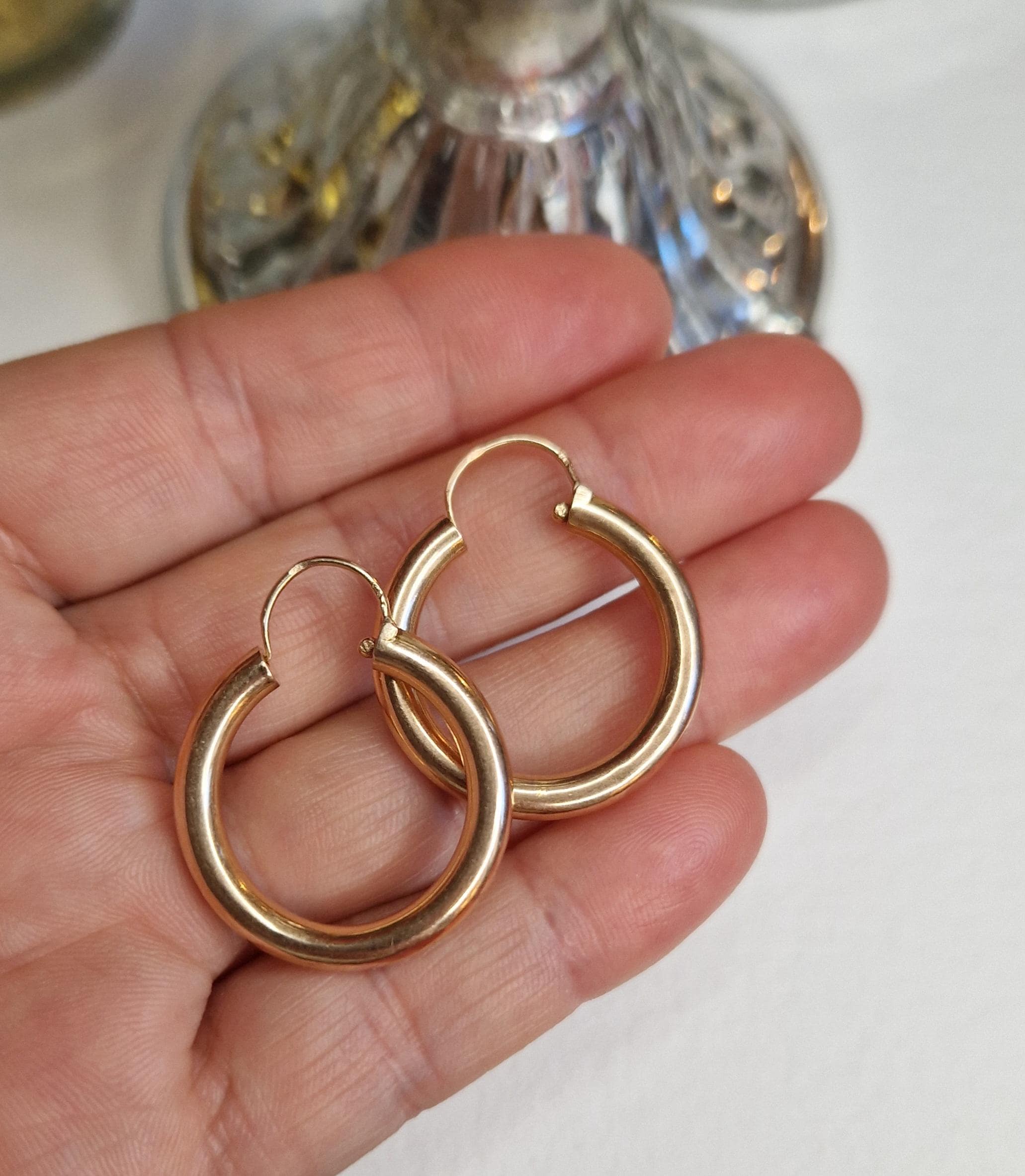 Large Antique French 18k Rosey Gold Hoops Earrings - Etsy