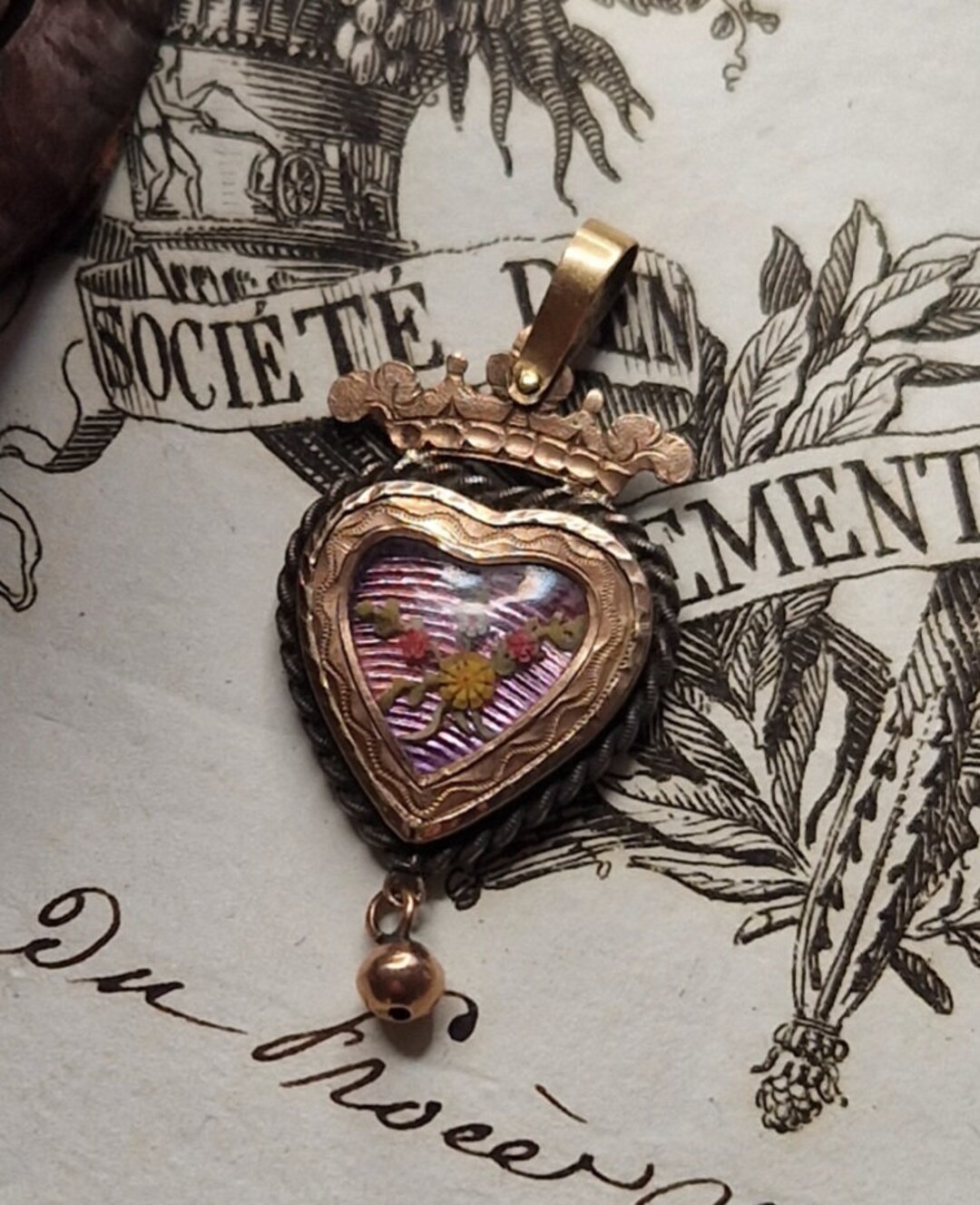 Antique Georgian 18k Gold and Silver Crowned Heart Reliquary Pendant - Etsy