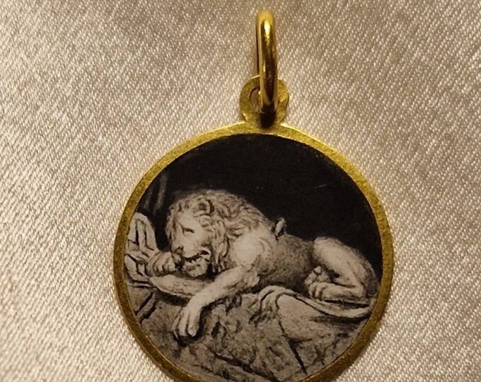 Vintage Swiss 18k Solid Gold Lion of Lucerne Grisaille Enamel Charm - Etsy