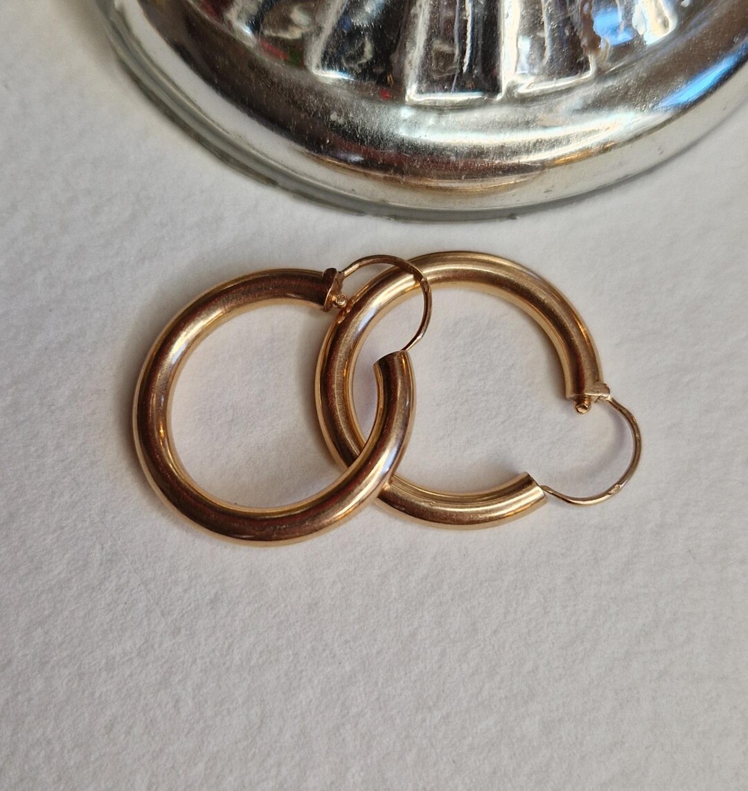 Large Antique French 18k Rosey Gold Hoops Earrings - Etsy