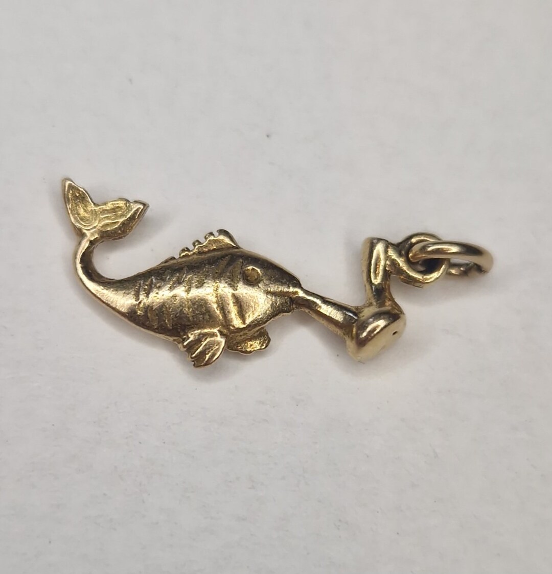 Vintage French 18k Solid Gold Fish Charm Pendant - Etsy