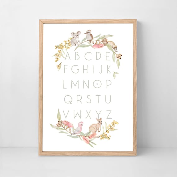 ABC Poster Flora & Fauna Alphabet Poster Playroom Print - Etsy