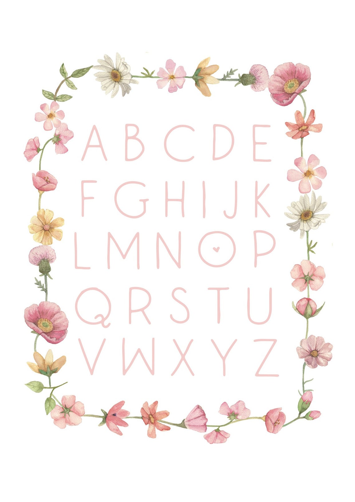ABC Poster - Falling Flowers, Alphabet Poster, Playroom Print, Kids ...