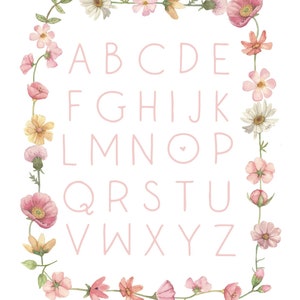 ABC Poster - Falling Flowers, Alphabet Poster, Playroom Print, Kids ...