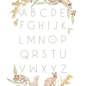 ABC Poster - Flora & Fauna, Alphabet Poster, Playroom Print, Learning ...