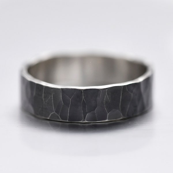 Hammered Mens Ring - Etsy