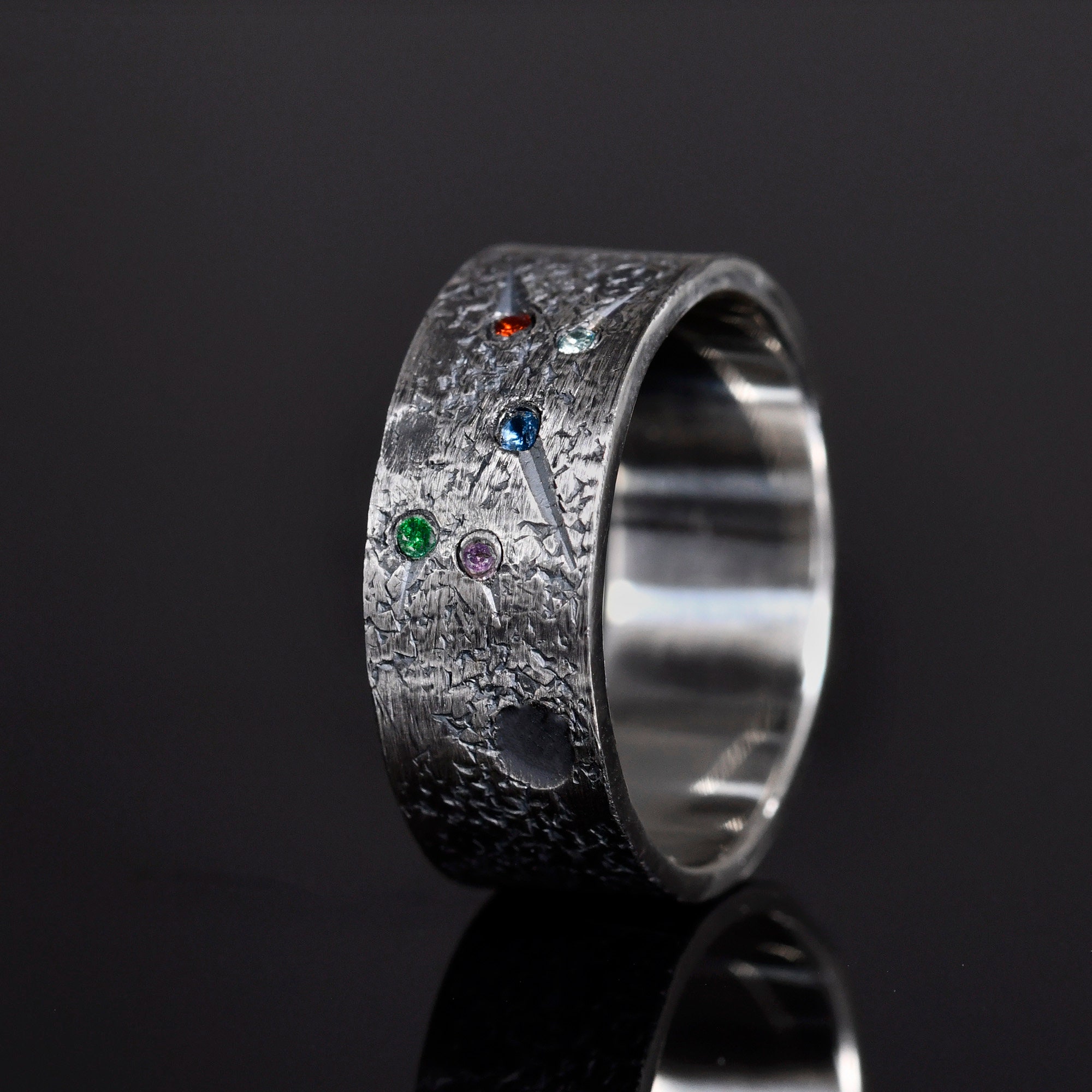 Personalized Sterling Silver Family Birthstone Ring: Celestial Viking ...