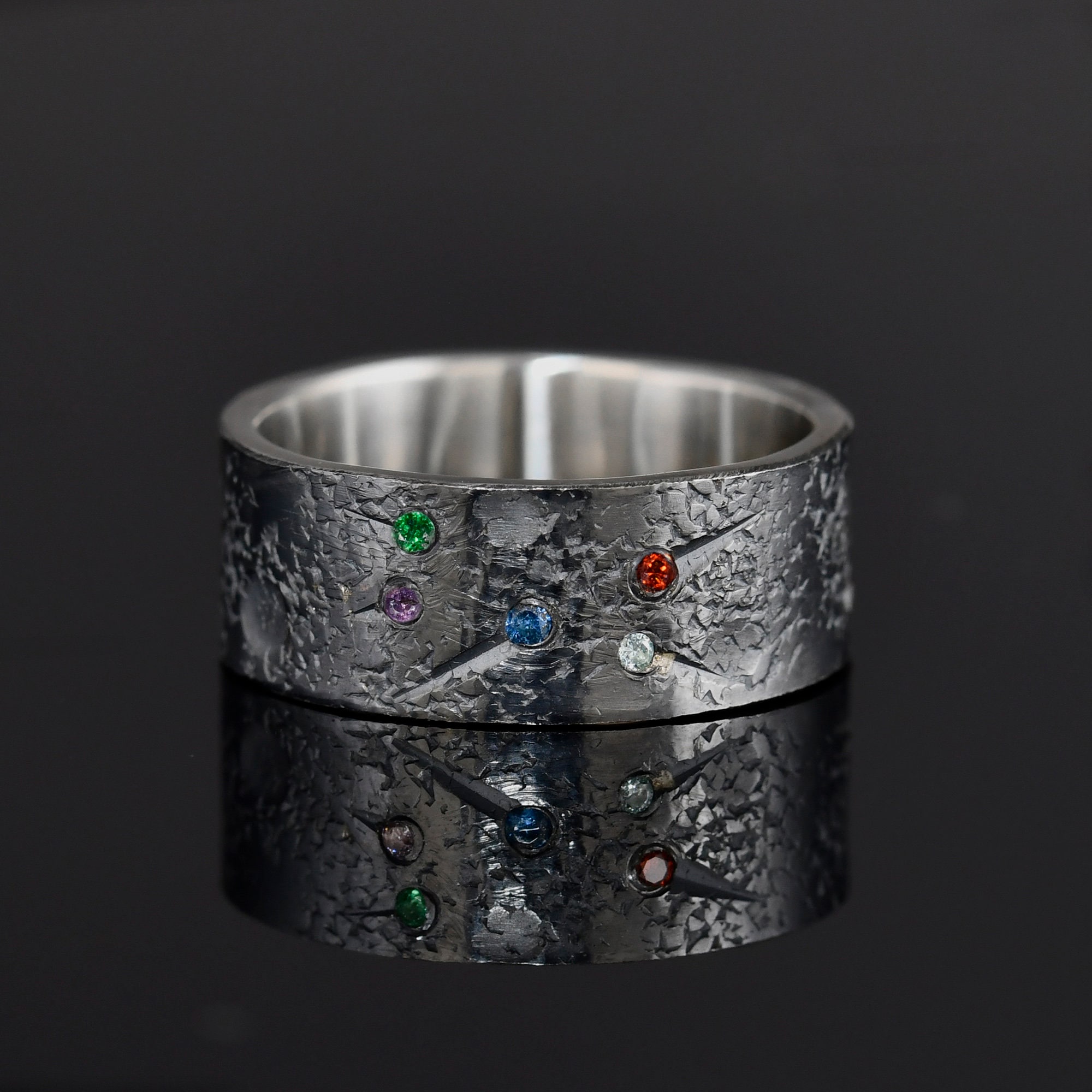 Personalized Sterling Silver Family Birthstone Ring: Celestial Viking ...