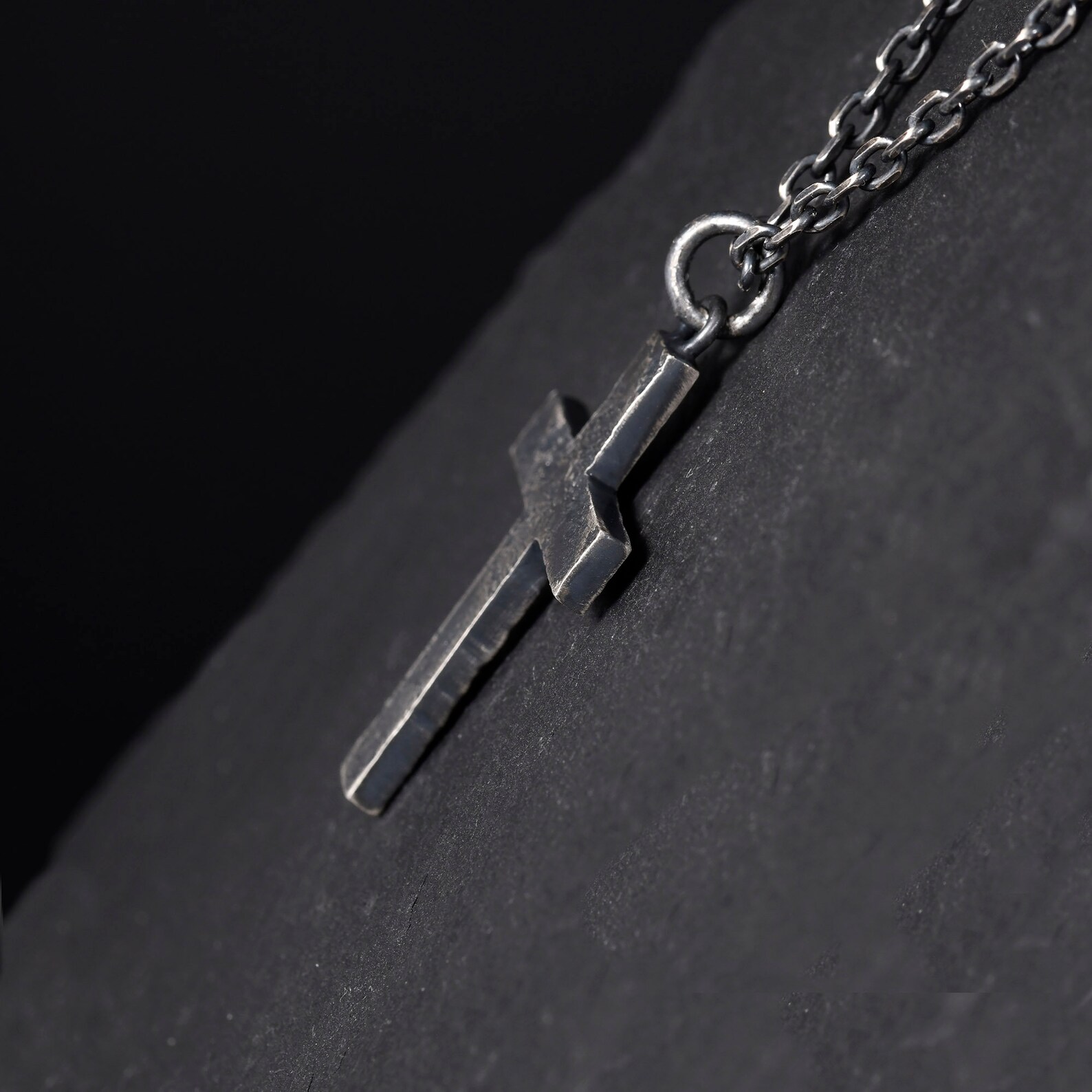 18K Gold Fusing Cross Pendant Necklace, Handmade Rustic Religious and ...