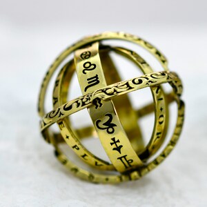 Astronomical Sphere Ring With Two Birthstones, Celestial Vintage Style ...