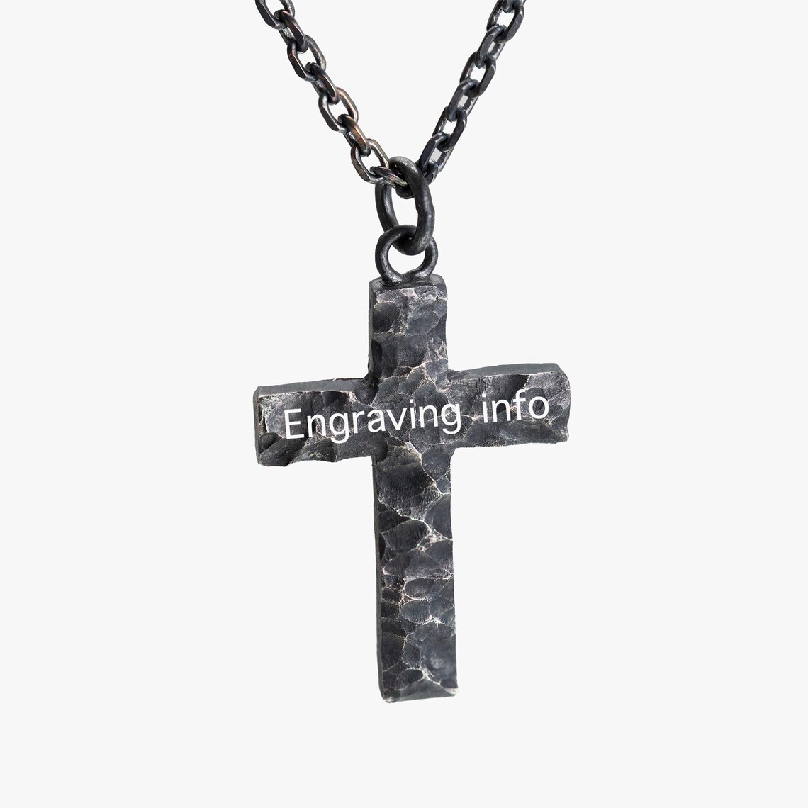 Handmade Rustic Cross Pendant in Oxidized Sterling Silver, Minimalist ...