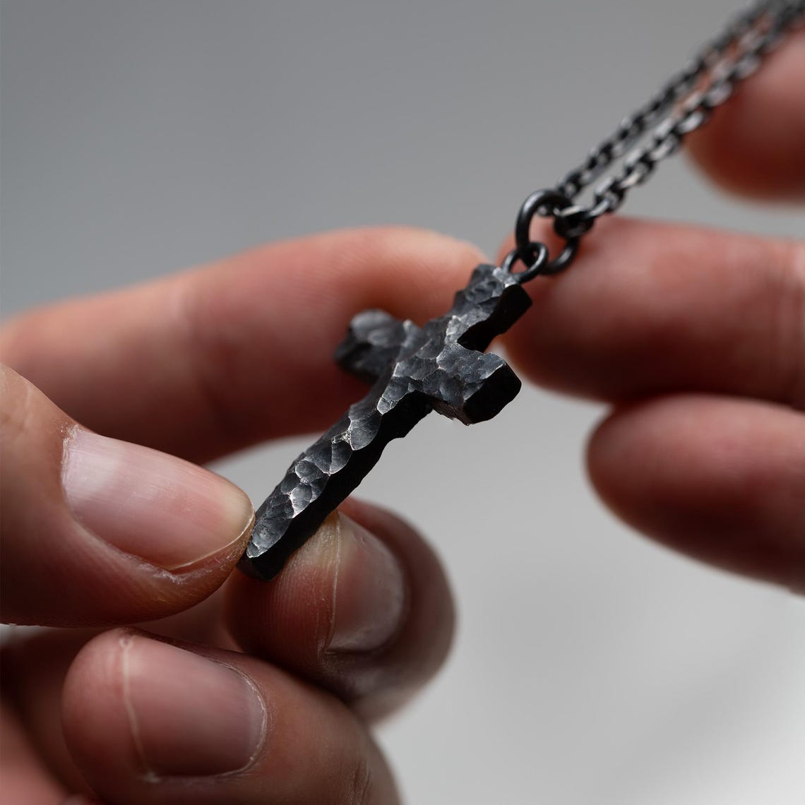 Handmade Rustic Cross Pendant in Oxidized Sterling Silver, Minimalist ...