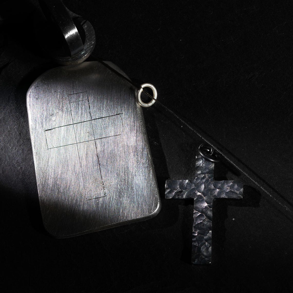 Handmade Rustic Cross Pendant in Oxidized Sterling Silver, Minimalist ...
