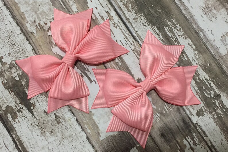 Pink Hair Bows Set of Two Pink Pigtail Hair Bows for Girls - Etsy