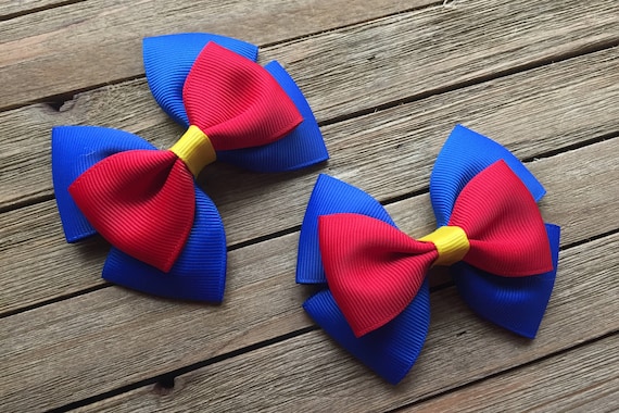 Snow White Hair Bows Snow White Inspired Pigtail Hair Bows | Etsy