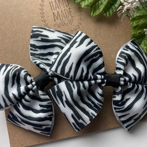 Zebra Print Hair Bow - Etsy