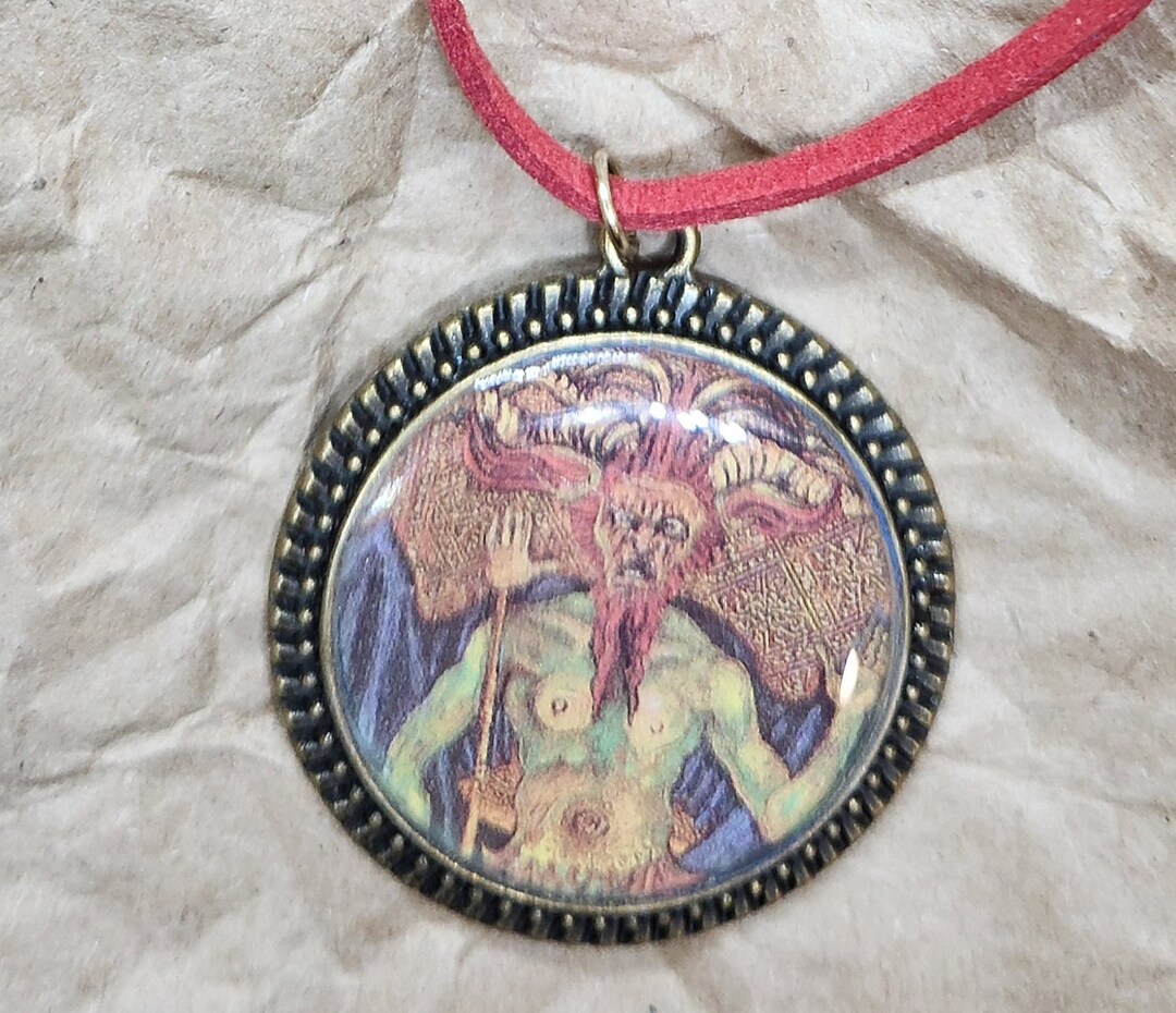 Medallion With Green and Red Devil - Etsy