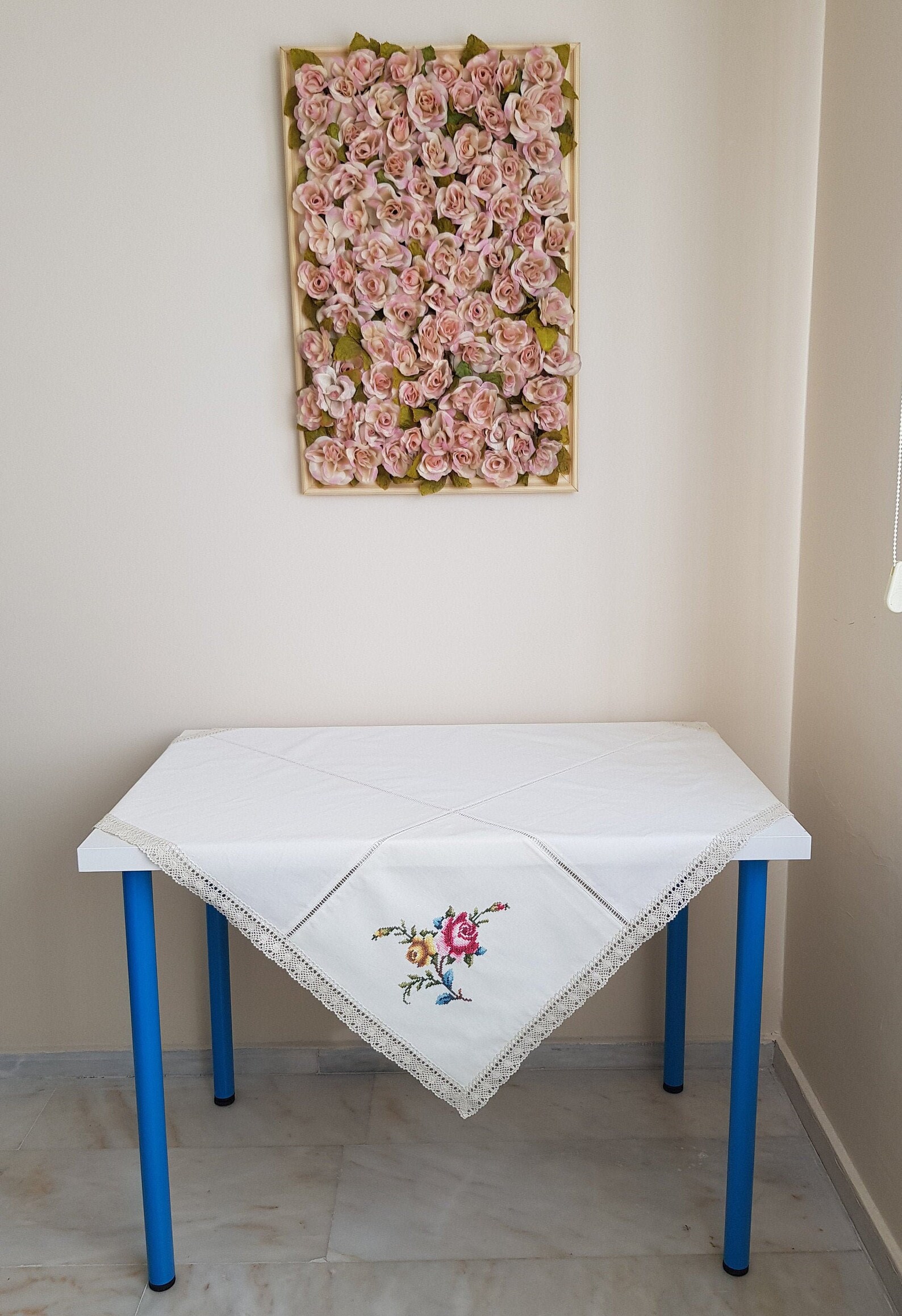 Linen Table Cloth Cross Stitch Pattern Handmade Square - Etsy