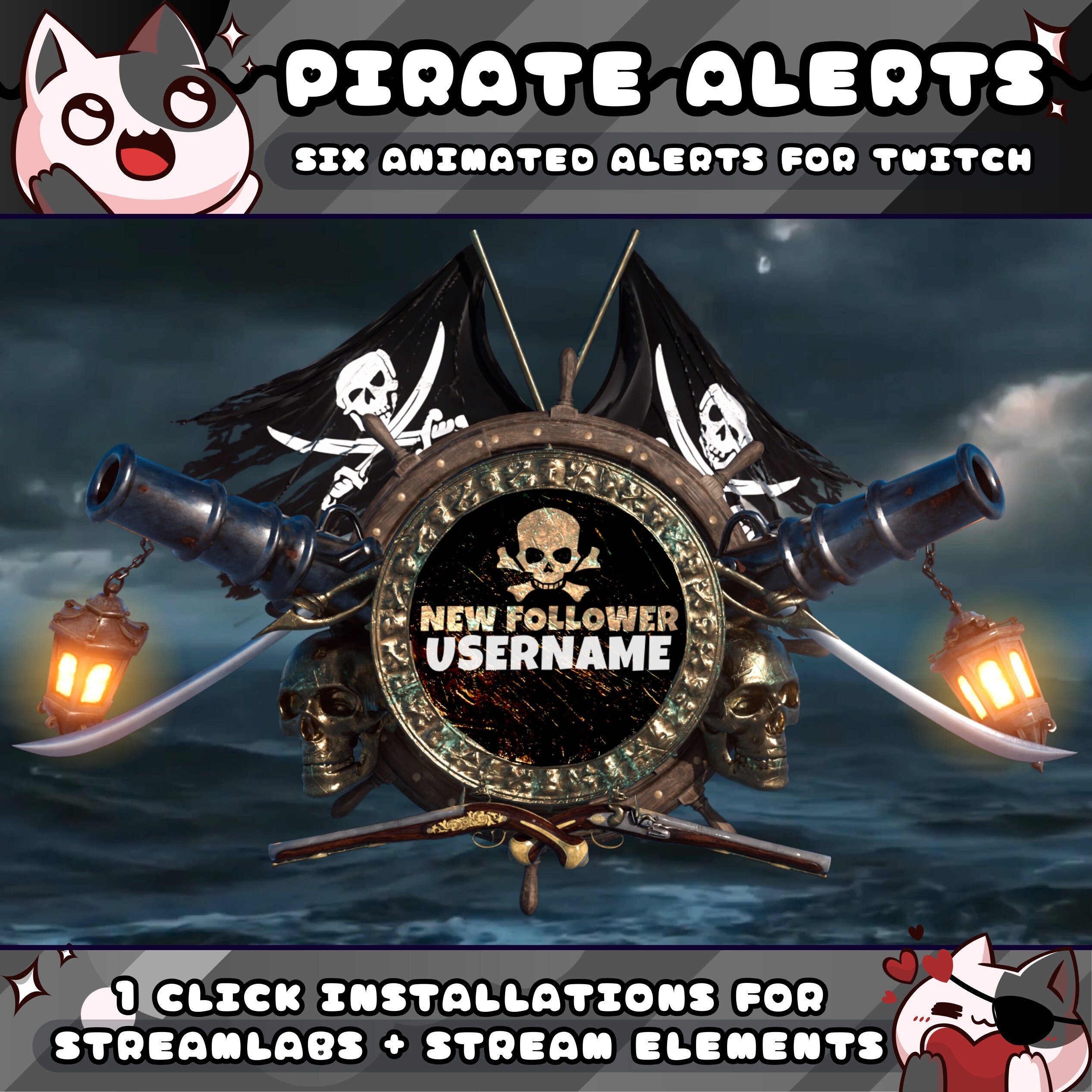 Pirate Alerts for Twitch Streamers / Follow Subscriber Bits Donation ...