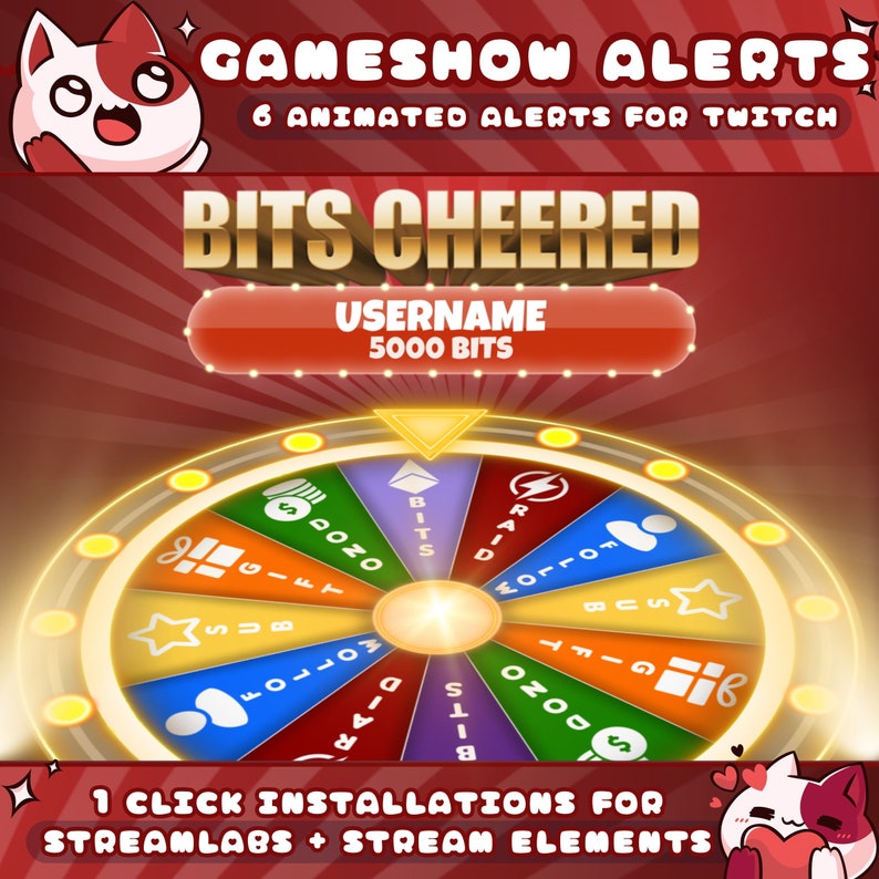 Gameshow Wheel Alerts for Twitch Streamers / Follow - Subscriber - Bits ...