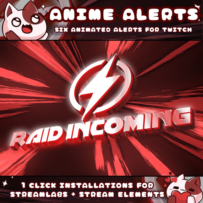 Red Anime Alerts for Twitch Streamers / Follow Subscriber Bits Donation ...