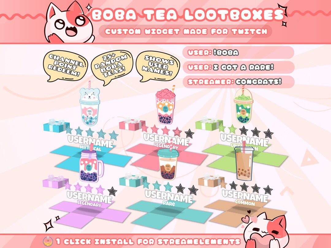 Boba Tea Random Lootbox Widget for Twitch Streamers | Chat Command ...