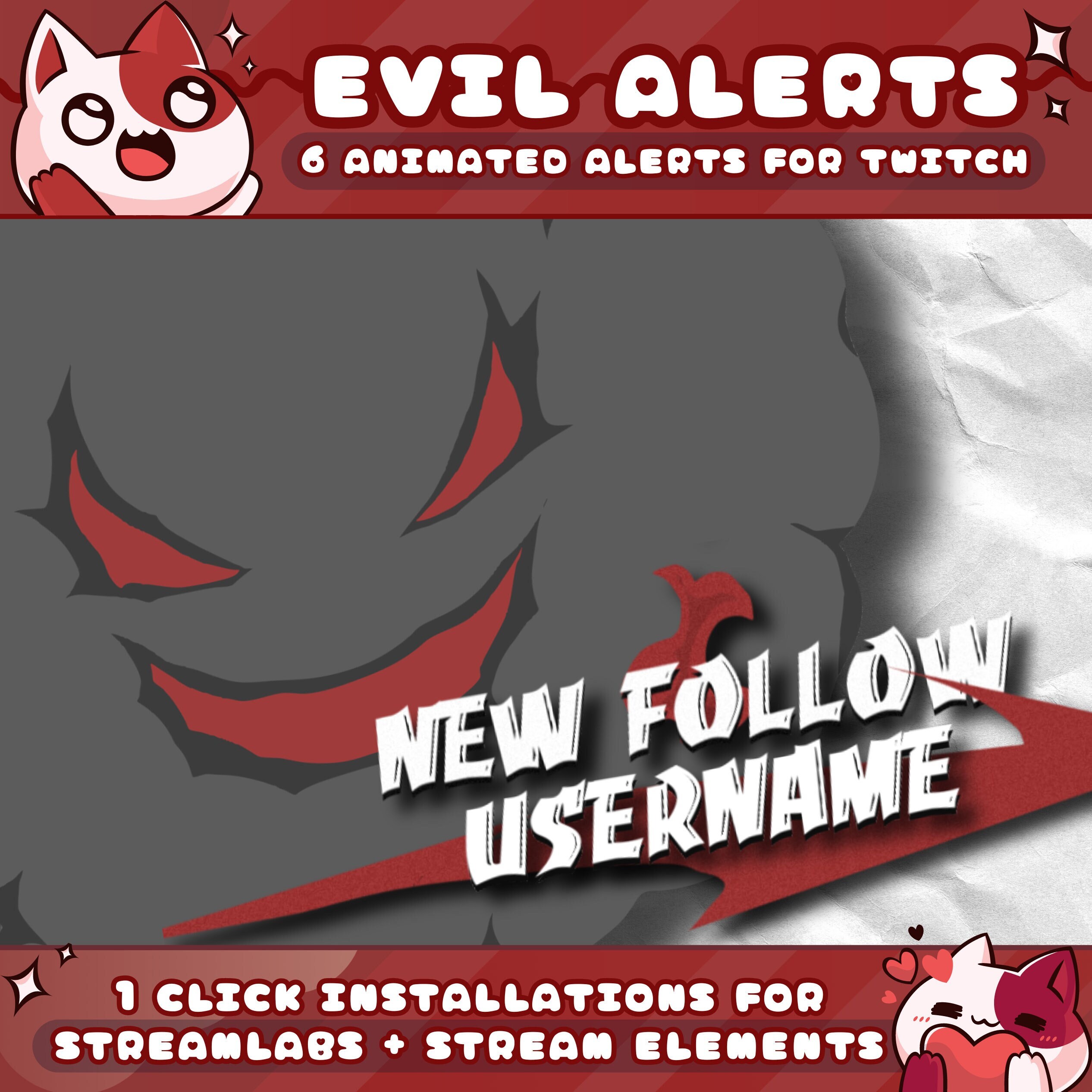 Evil Alerts for Twitch Streamers / Follower Subscriber Bits Donation ...