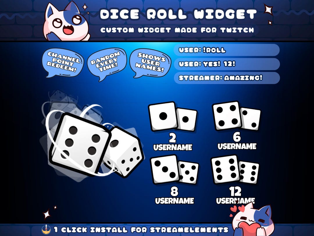 Dice Roll Widget for Twitch Streamers | Chat Command | Resizeable ...