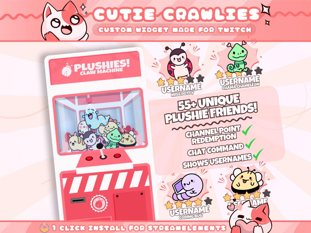 Cutie Crawlies Plushie Claw Machine Widget for Twitch Streamers | Chat ...