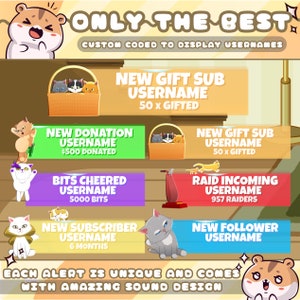 Cute Cat Alerts for Twitch Streamers / Follow - Subscriber - Bits ...
