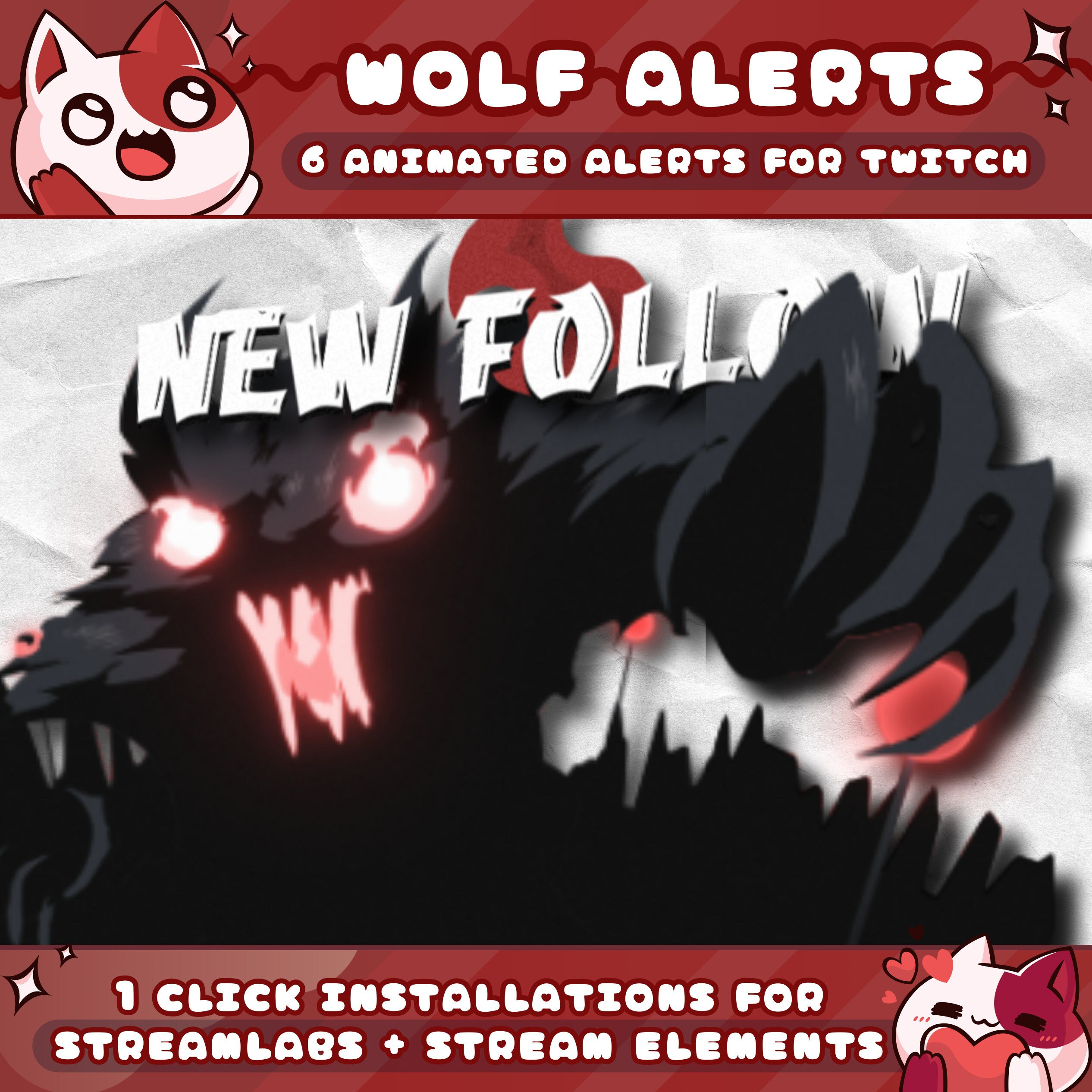 Wolf Alerts for Twitch Streamers / Follower Subscriber Bits Donation ...