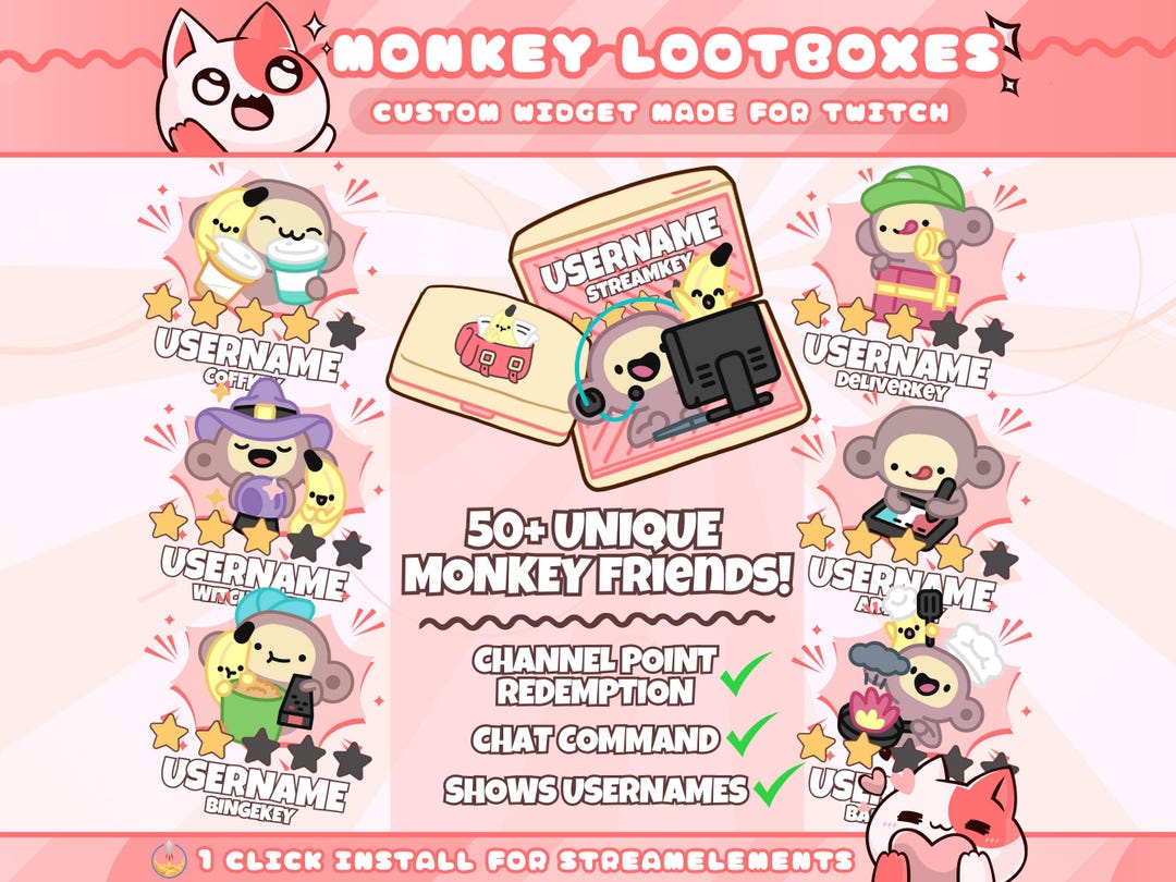Monkey Friends Random Lootbox Widget for Twitch Streamers | Chat ...