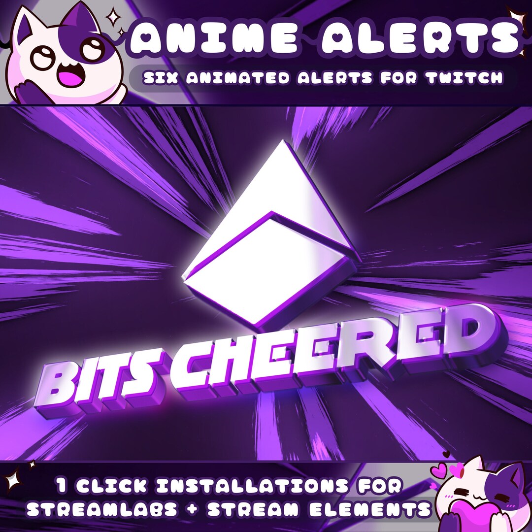 Purple Anime Alerts for Twitch Streamers / Follow - Subscriber - Bits ...