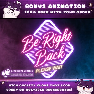 Neon Be Right Back Signs for Streamers | BRB | Stream Decoration | Pack ...