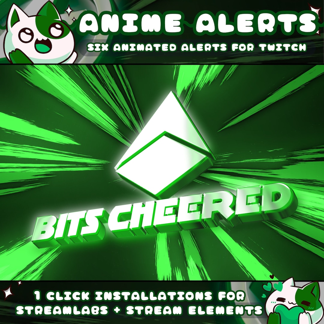Green Anime Alerts for Twitch Streamers / Follow - Subscriber - Bits ...