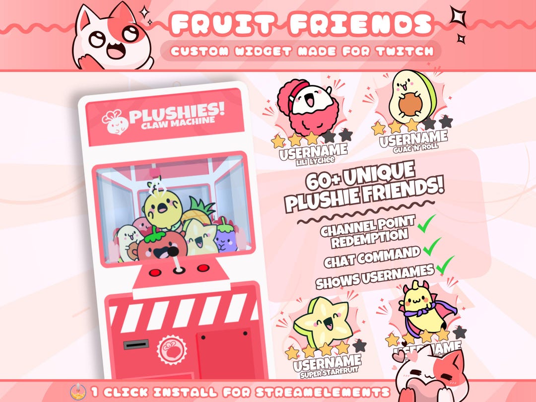 Fruit Plushies Claw Machine Widget for Twitch Streamers | Chat Command ...