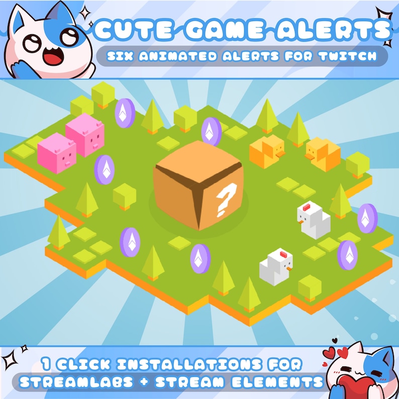 Cute Game Alerts for Twitch Streamers / Follow Subscriber Bits Donation ...