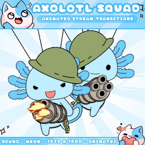 Icy Blue Axolotl Squad Transitions for Streamers | Cute | Cozy | Aqua | Kawaii | Pet | 60 FPS ...